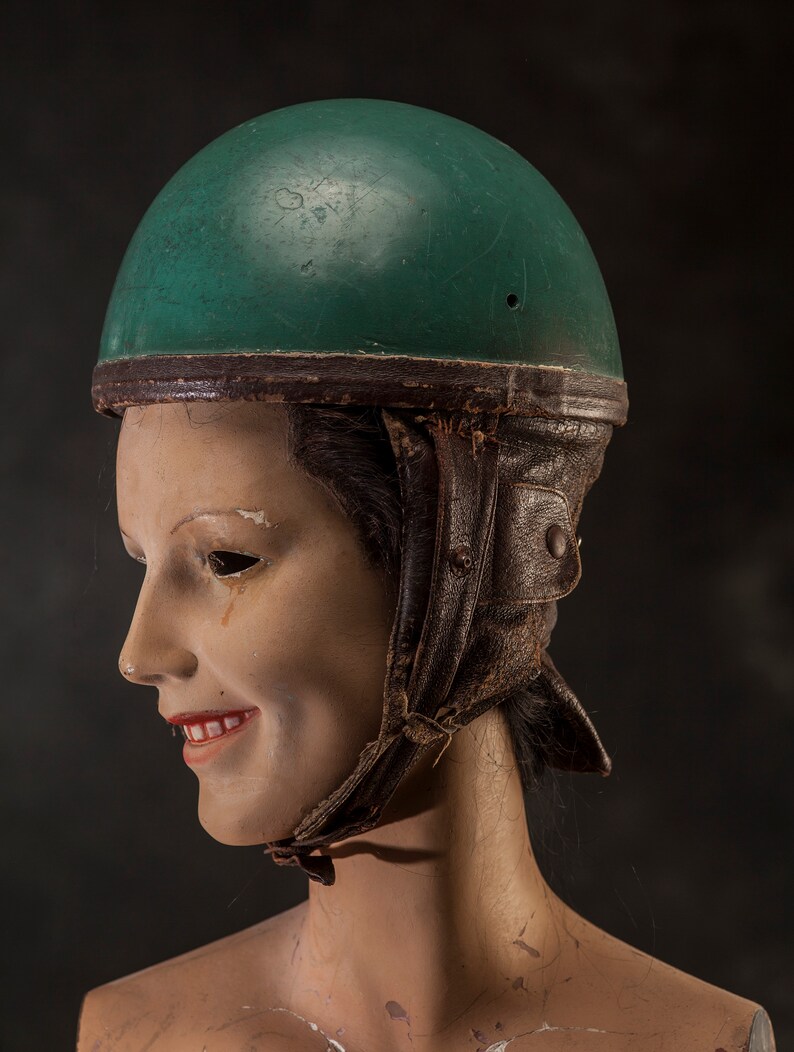 Vintage Motorcycle Helmet Retro Green Helmet 1960s Made in - Etsy