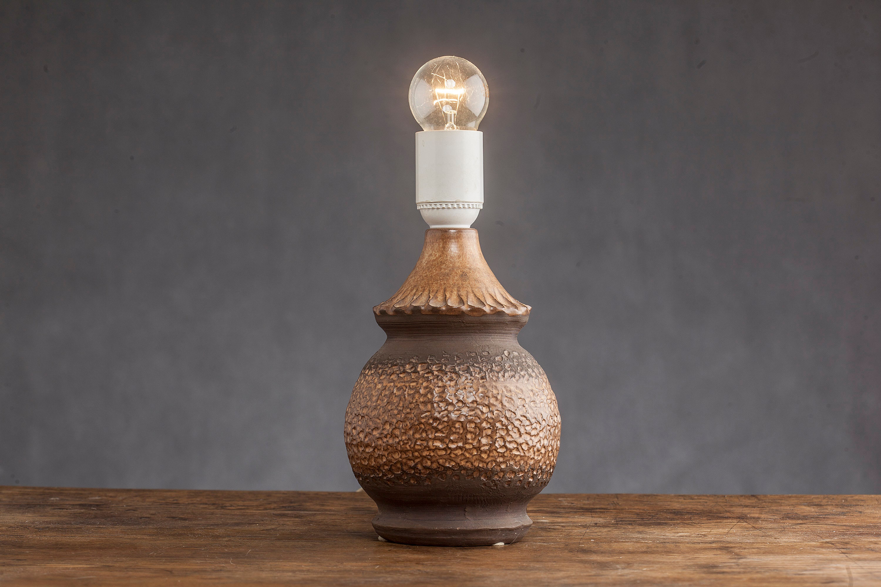 Vintage Brown Ceramic Table Lamp Base From 60's Designed - Etsy