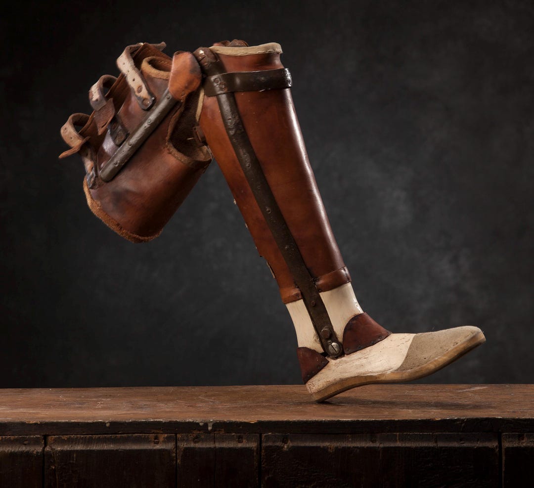 Vintage 1960s Leg Prosthesis Orthopedic, Wood and Leather Peg Leg ...