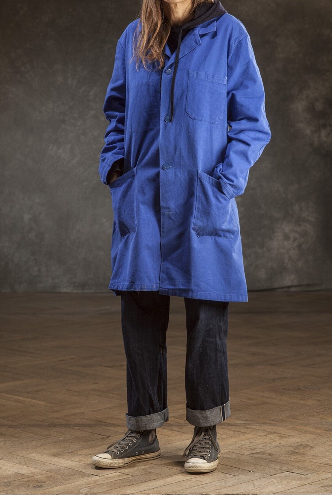 Vintage Long Chore Jacket, Indygo Duster Work Jacket, Hobo Style Coat ...