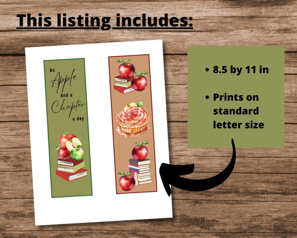 Printable Bookmarks for Kids Apple Fall Harvest Theme - Etsy