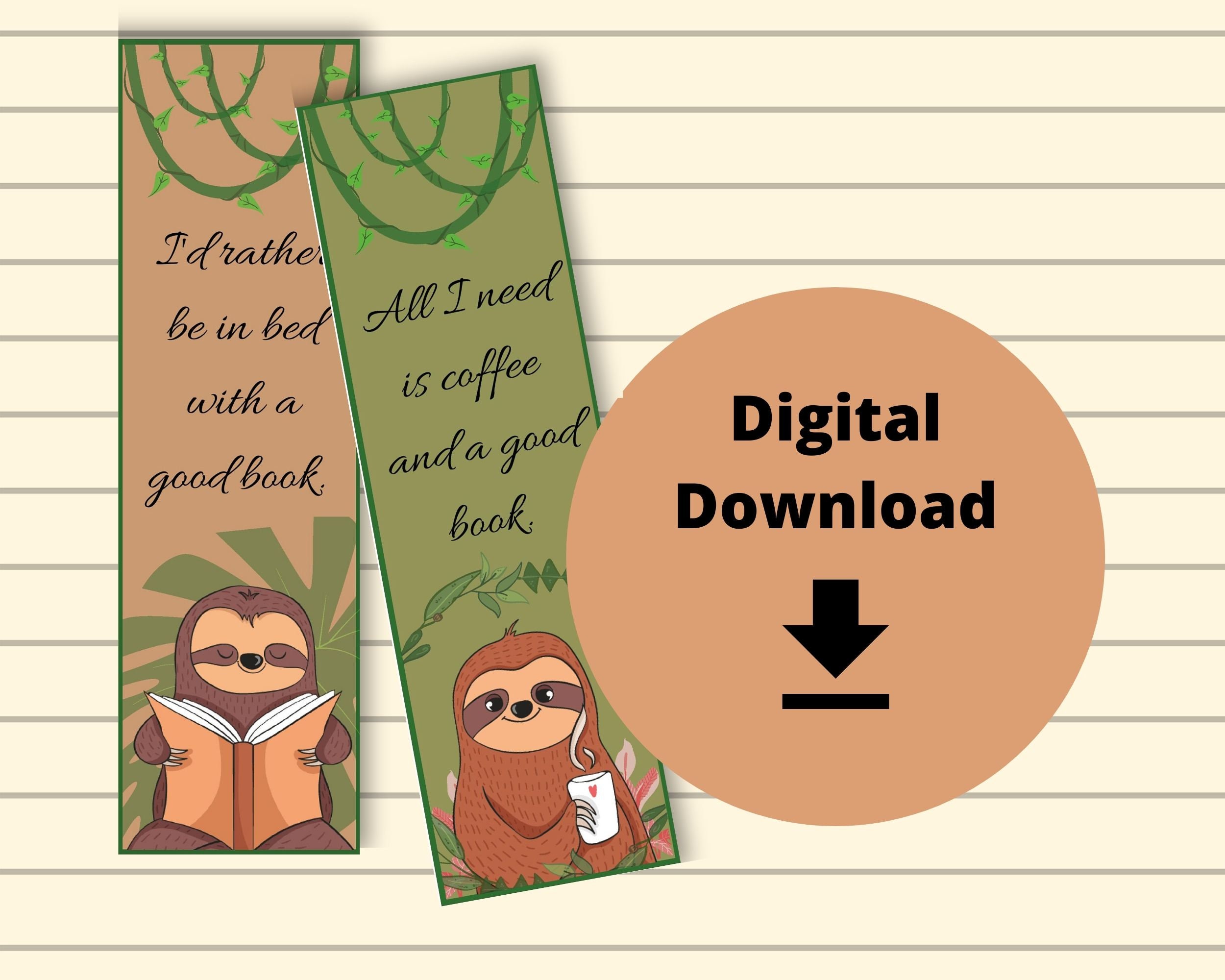 Cute Sloth Bookmarks Printable Bookmark - Etsy