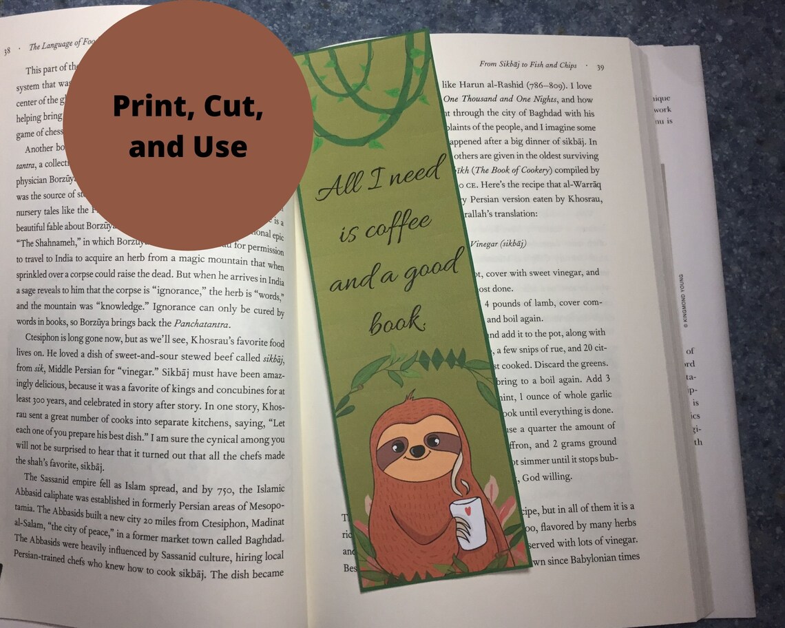 Cute Sloth Bookmarks Printable Bookmark - Etsy