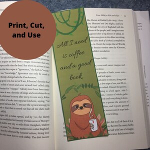 Cute Sloth Bookmarks Printable Bookmark - Etsy
