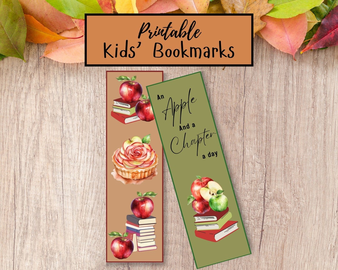 Printable Bookmarks for Kids Apple Fall Harvest Theme - Etsy