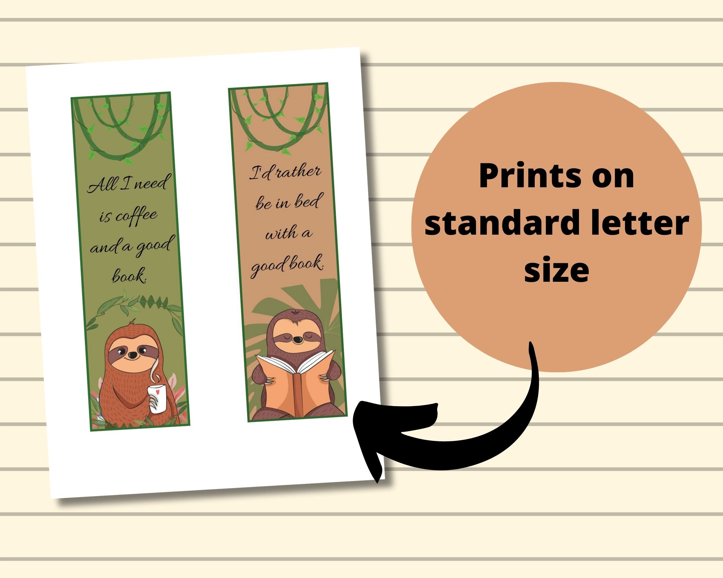 Cute Sloth Bookmarks Printable Bookmark - Etsy
