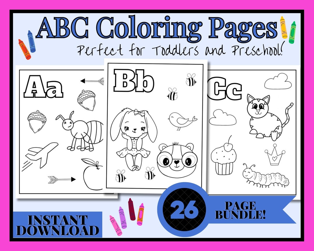 Coloring Pages Abcs Easy Fun Kids Printable Alphabet - Etsy