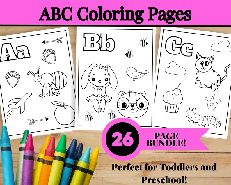 Coloring Pages Abcs Easy Fun Kids Printable Alphabet - Etsy