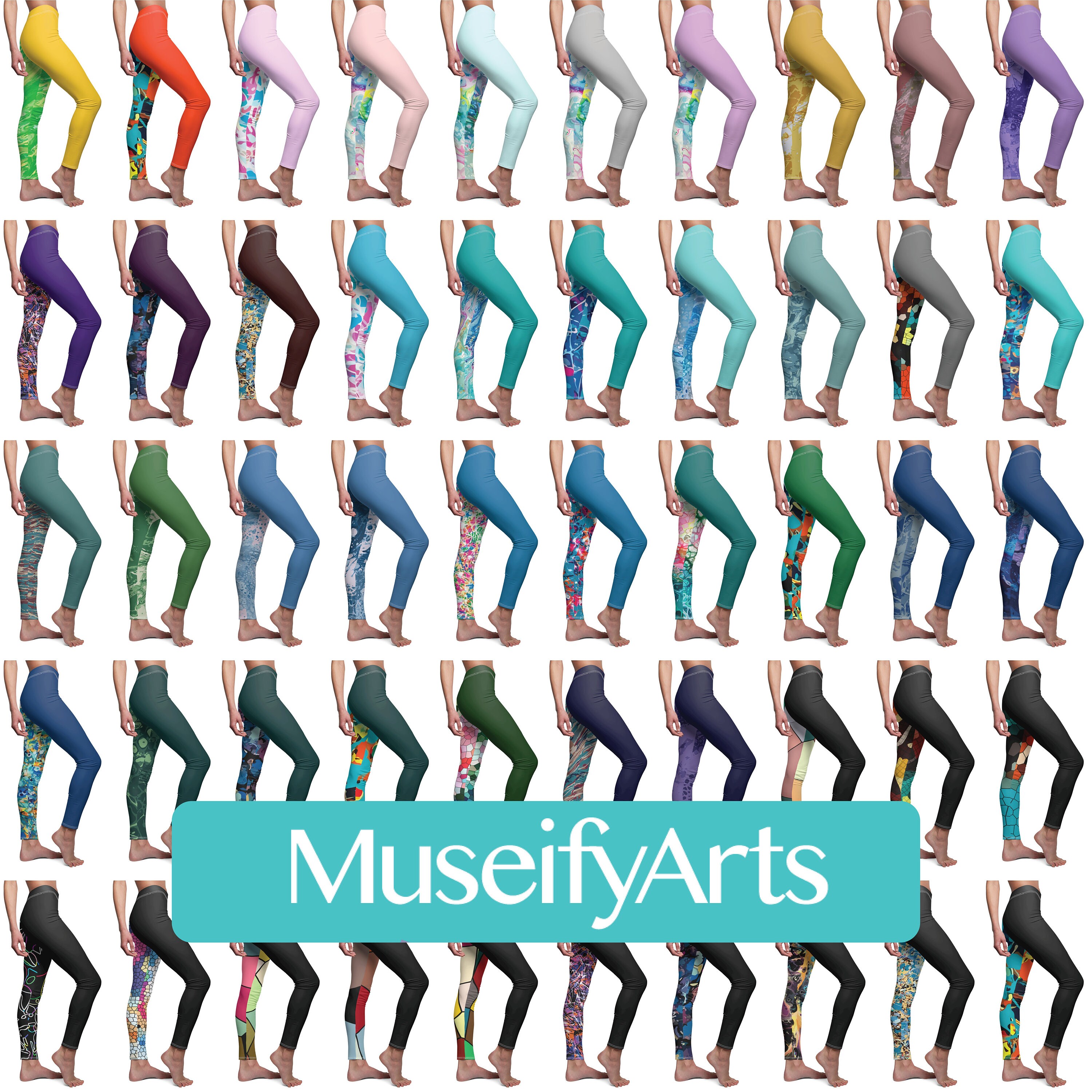 Yoga Leggings With Different Colored Legs, Women's Gym Workout Leggings ...