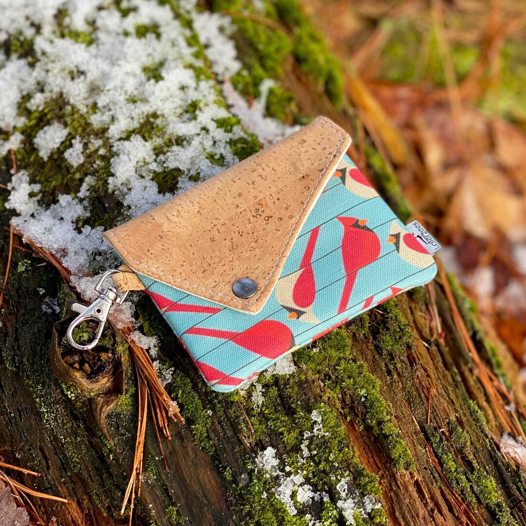 Cardinal Snap Wallet Eco-friendly Coin Purse Keychain Hemp, Cork, Linen ...