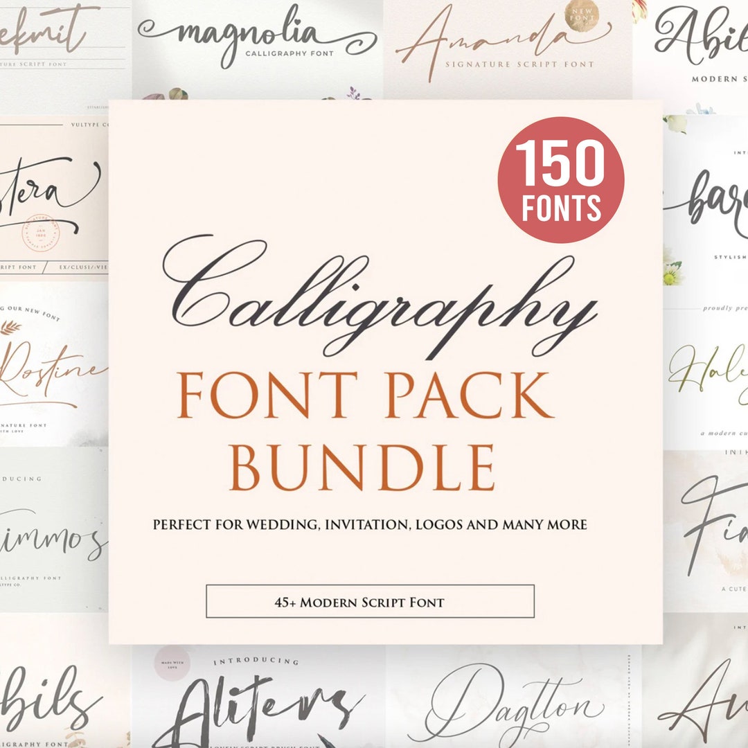 Calligraphy Fonts Bundle, Cursive Font, Procreate Font, Script Font ...
