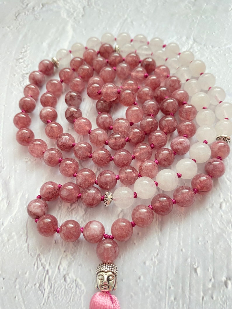 Lepidolite 108 Knotted Mala for Meditation, Birth Healing Crystal ...