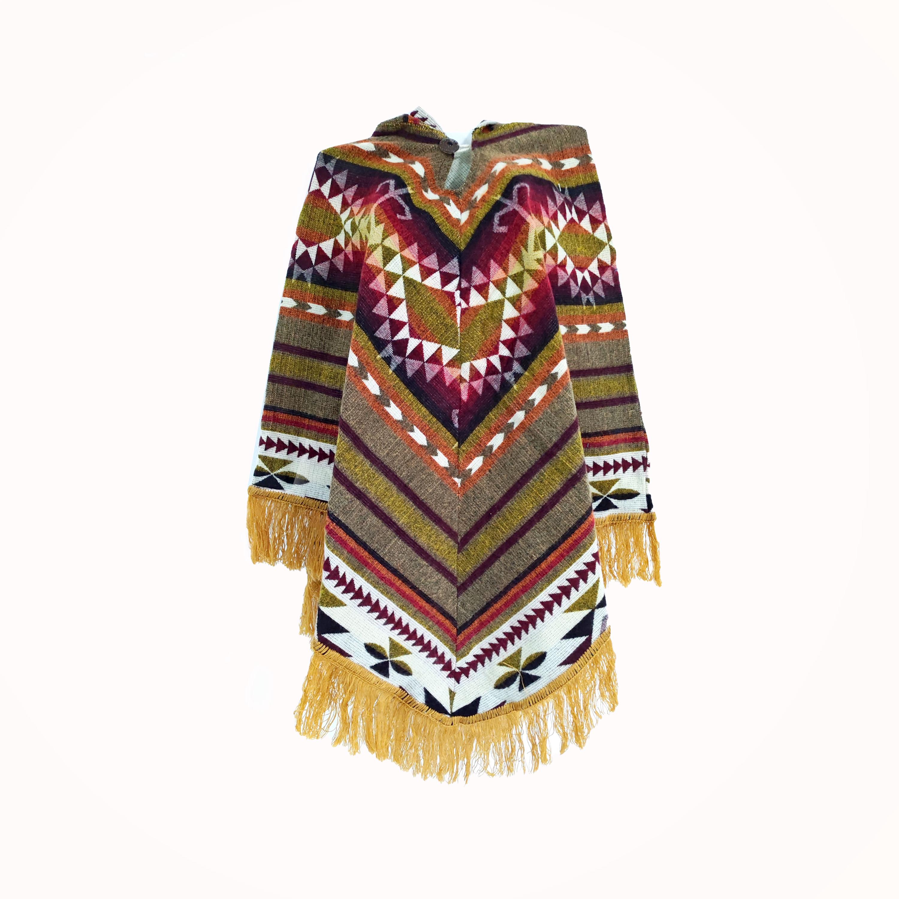 Handmade Alpaca Wool Poncho: Red Native American Style - Etsy