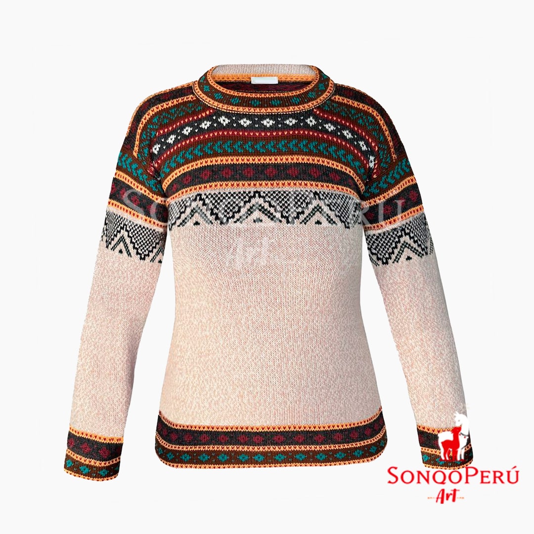 Alpaca Wool Men's Sweater, Boho Inca Knit, Genuine Peruvian Sweater ...