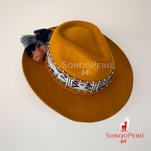 Andean UNISEX Hat, Peruvian Cowboy Hat, Alpaca Hat Band, Fedora Hat ...