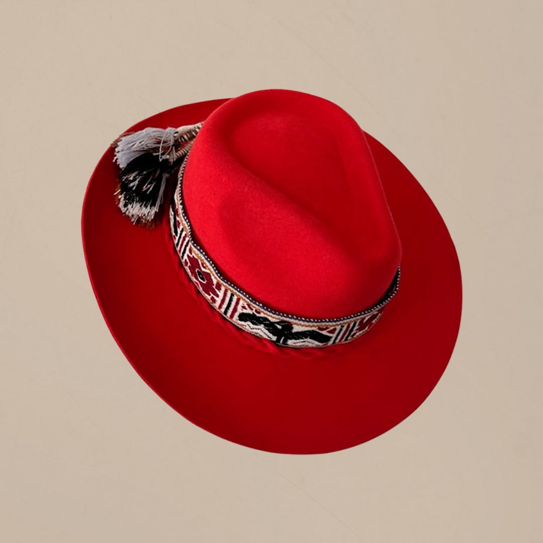 Red Cowboy Hat, Western Hat, Andean UNISEX Hat, Peruvian Cowboy Hat ...