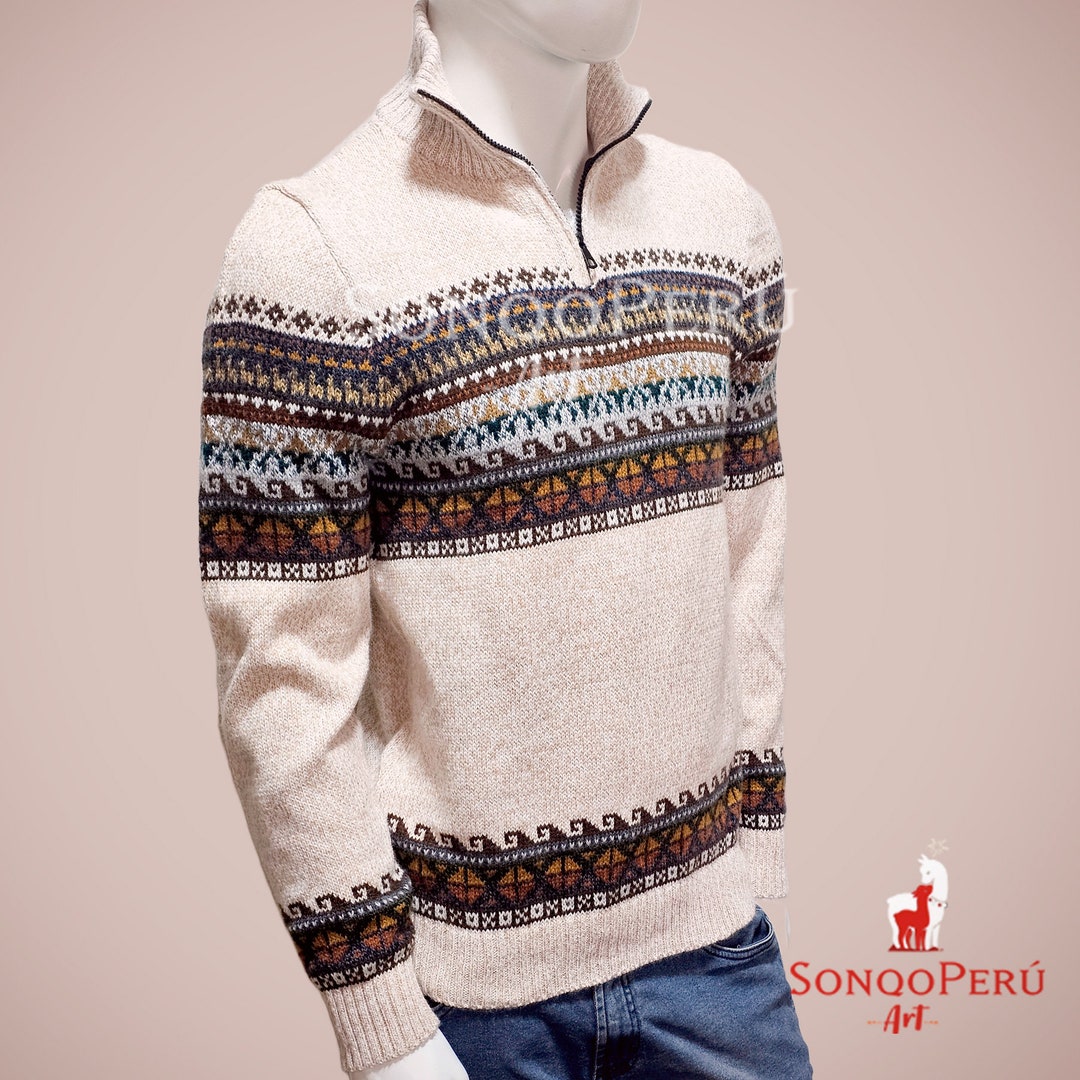 Peruvian Alpaca Sweater: Men's Warm Knit Pullover - Etsy