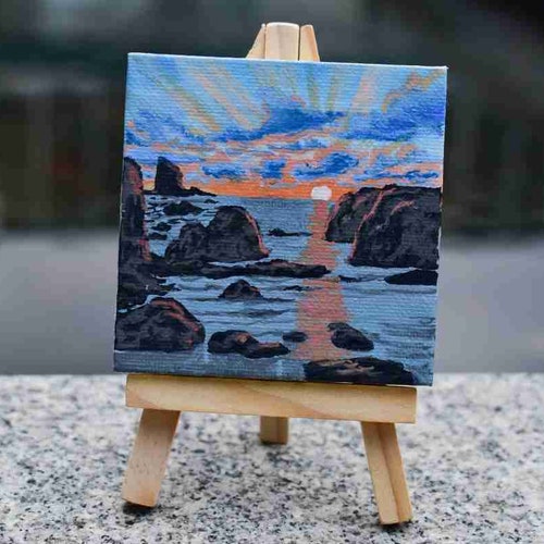 Original Small Acrylic Landscape Painting on Canvas 3x3 - Etsy