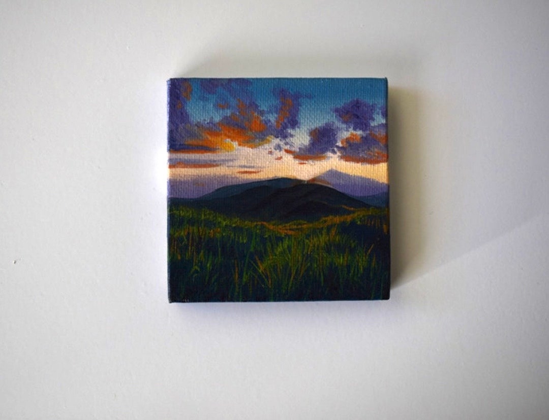 Mini Canvas Painting, 3x3 Original Small Oil Landscape Painting on ...