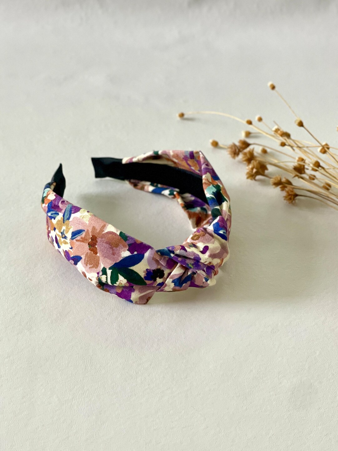 Fall Flowers Knot Headband, Autumn Headband, Top Knot Headband, Muted ...