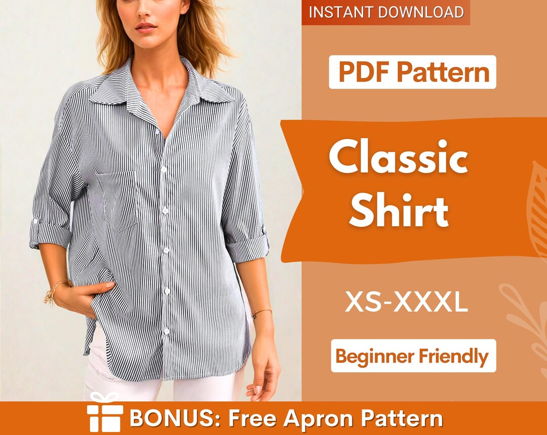Shirt Pattern Women, Shirt Pattern, Button up Shirt Pattern, Sewing ...