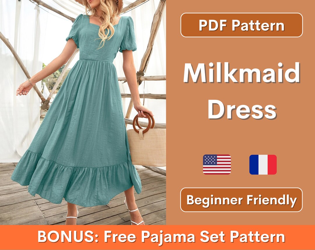 Milkmaid Dress Pattern XS-XXXL Dress Sewing Pattern - Etsy