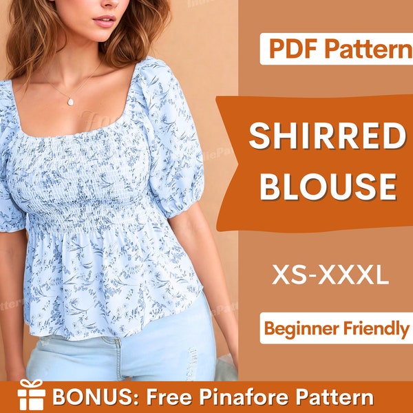 Shirred Top Sewing Pattern - Etsy