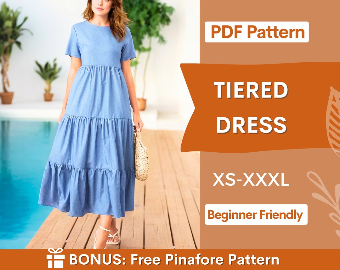 Tiered Dress Sewing Pattern Dress Pattern Sewing Patterns Women Patterns Casual Dress Summer ...
