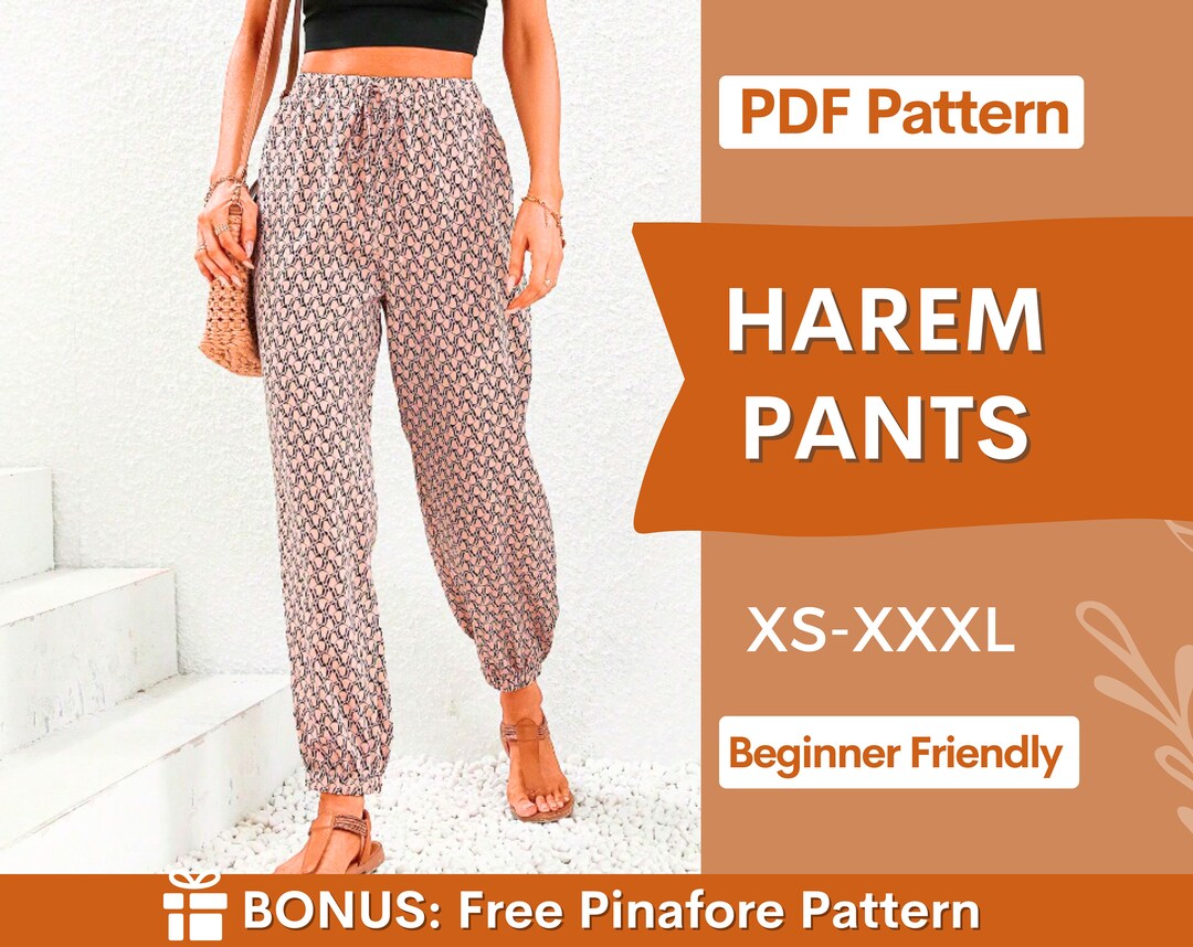Harem Pants Sewing Pattern for Women PDF XS-XXXL Jogger - Etsy