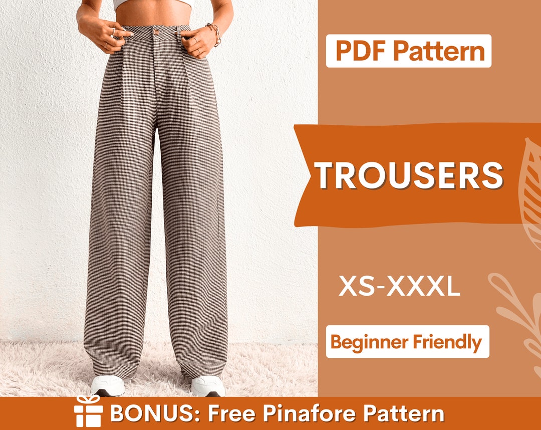 Pants Pattern for Women XS-XXXL Sewing Patterns Trousers Sewing Pattern ...