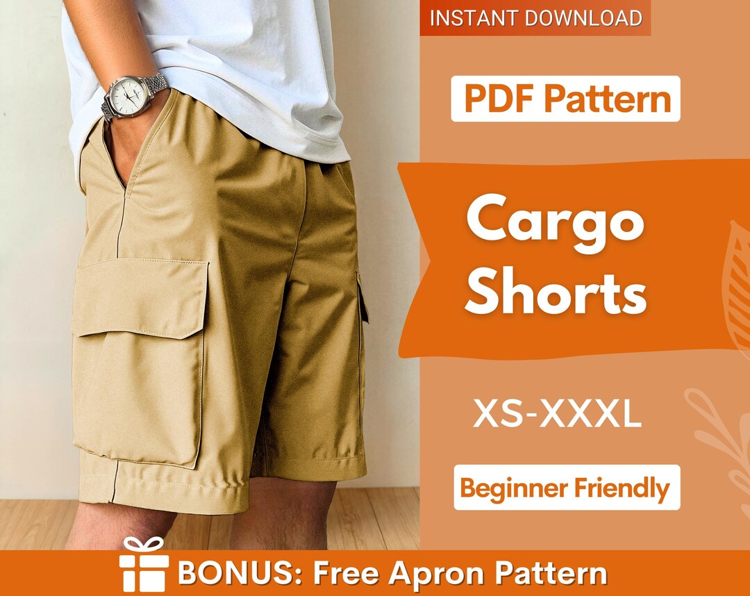 Cargo Shorts Pattern for Men | Men Sewing Pattern | Shorts Pattern Men ...