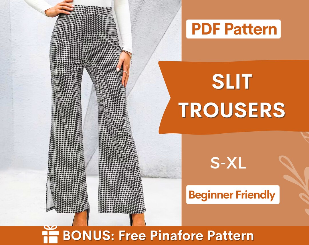 Flare Leg Slit Pants Sewing Pattern for Women Flare Leg Trouser Pattern ...