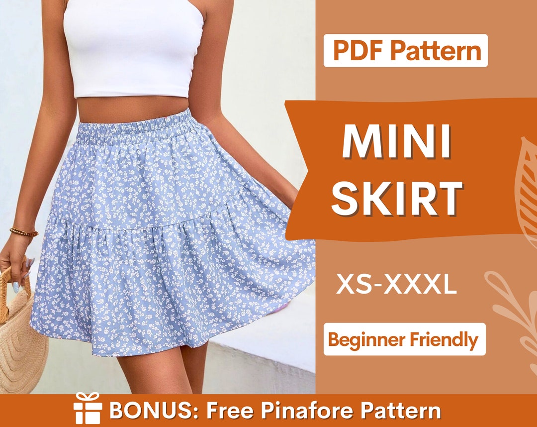 Mini Skirt Sewing Pattern PDF XS-XXXL Skirt Pattern Beginner Skirt ...