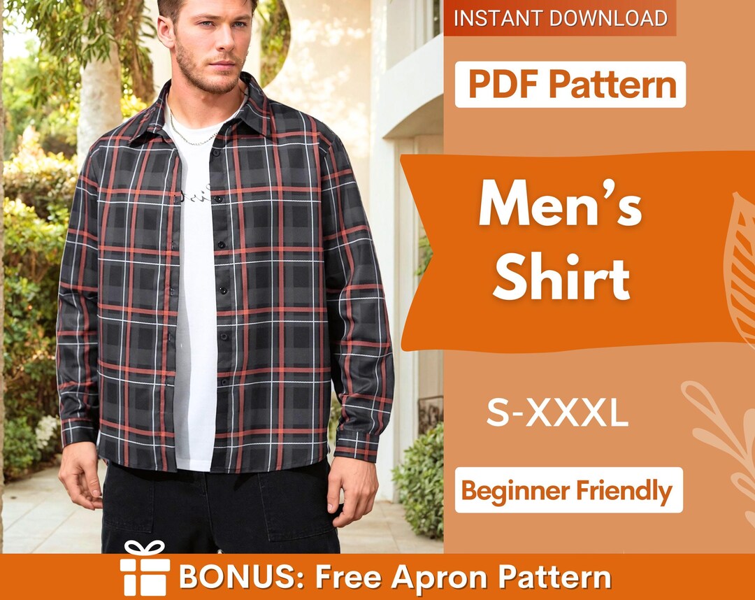 Shirt Pattern for Men | S-XXXL | Sewing Pattern Men | Men Buttons Shirt ...