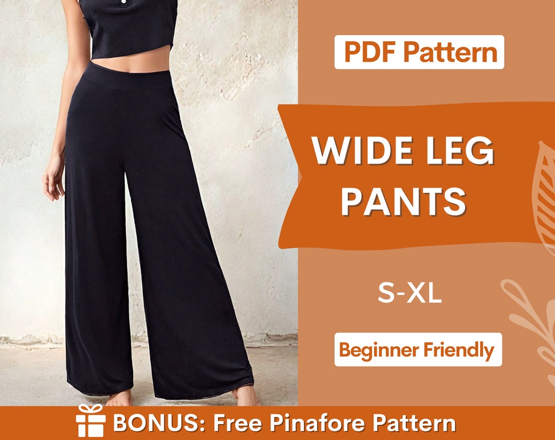 Pants Pattern Elastic Waistband Wide Leg Pants Sewing Pattern Trousers ...