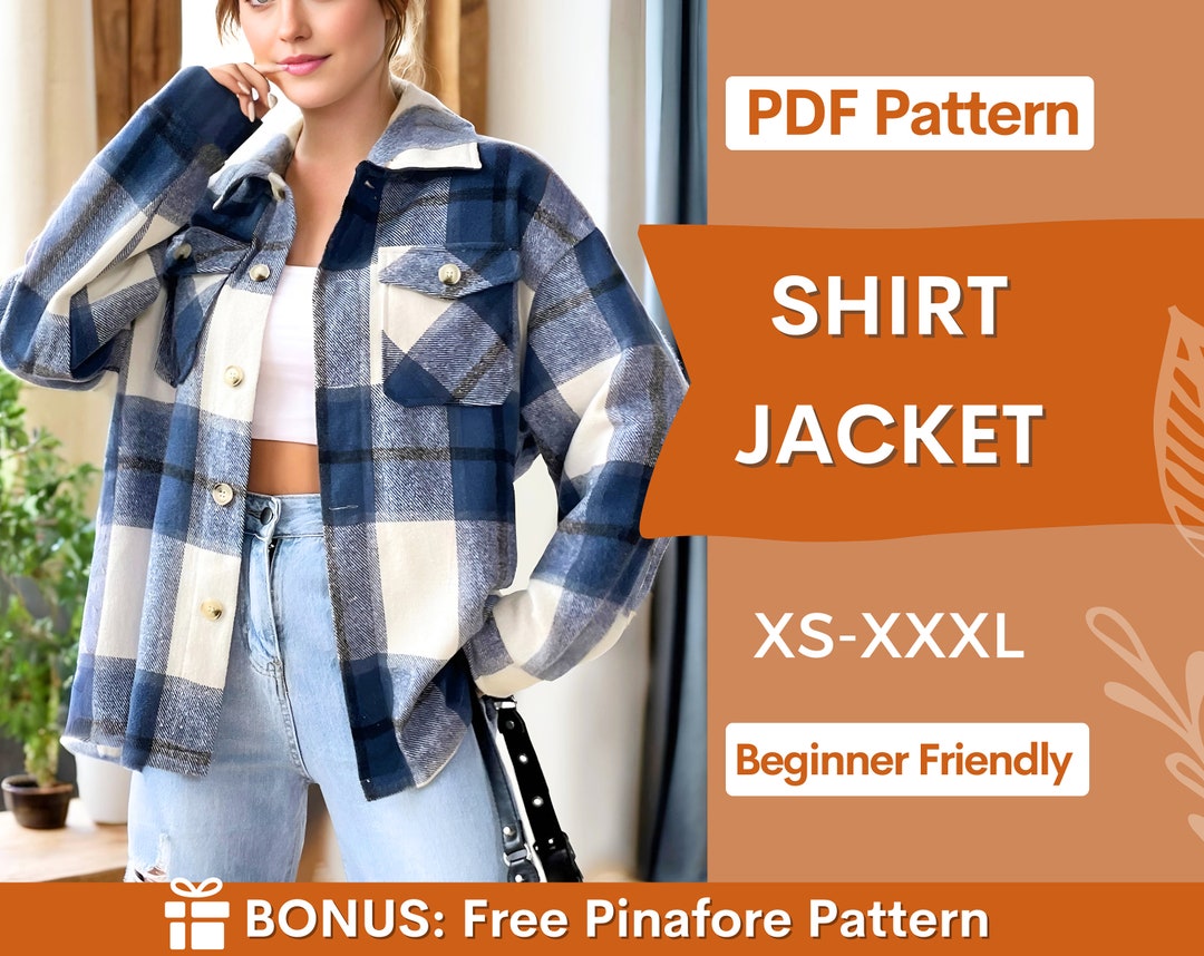 Shirt Jacket Pattern, Women Shirt Sewing Pattern, Women's Jacket ...