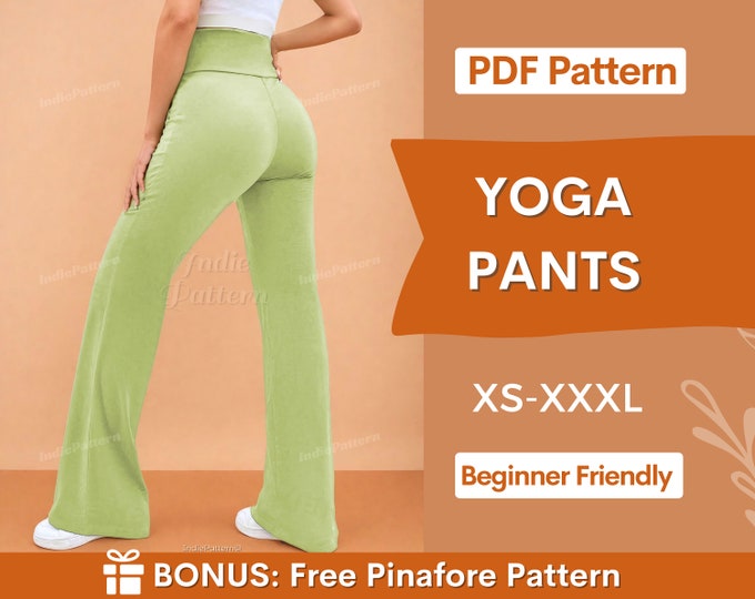 Low Rise Yoga Pants Pattern Digital PDF Sewing Pattern Flare Pants Pattern Leggings Pattern Fold ...