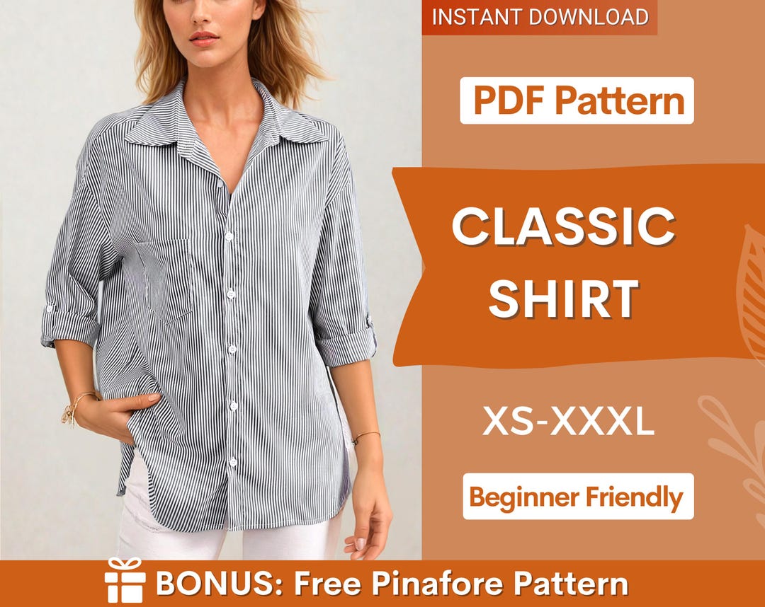 Shirt Pattern Women, Shirt Pattern, Button up Shirt Pattern, Sewing ...