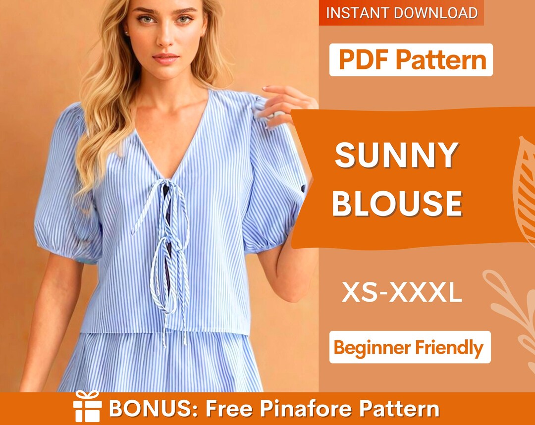 Front Tie Blouse Pattern Top Sewing Pattern Women Sewing Pattern Tie ...