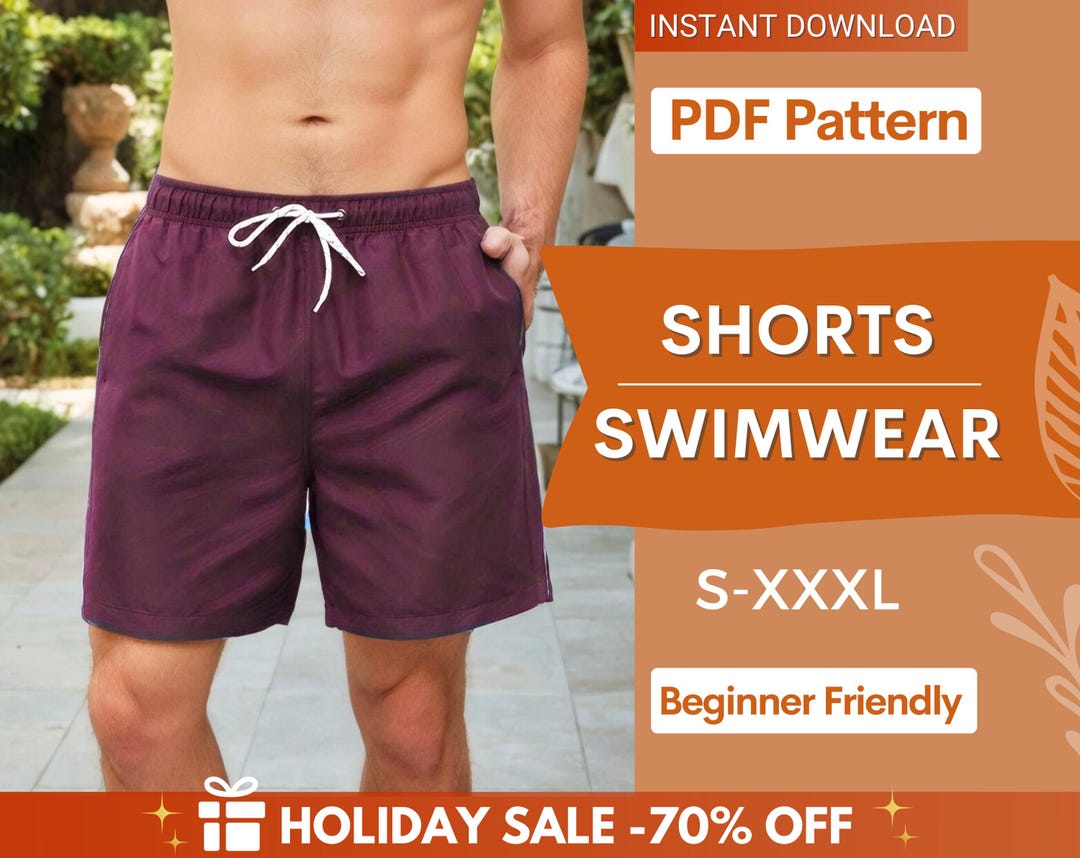 Men Shorts Pattern Men's Swimwear Sewing Pattern Instant Download ...