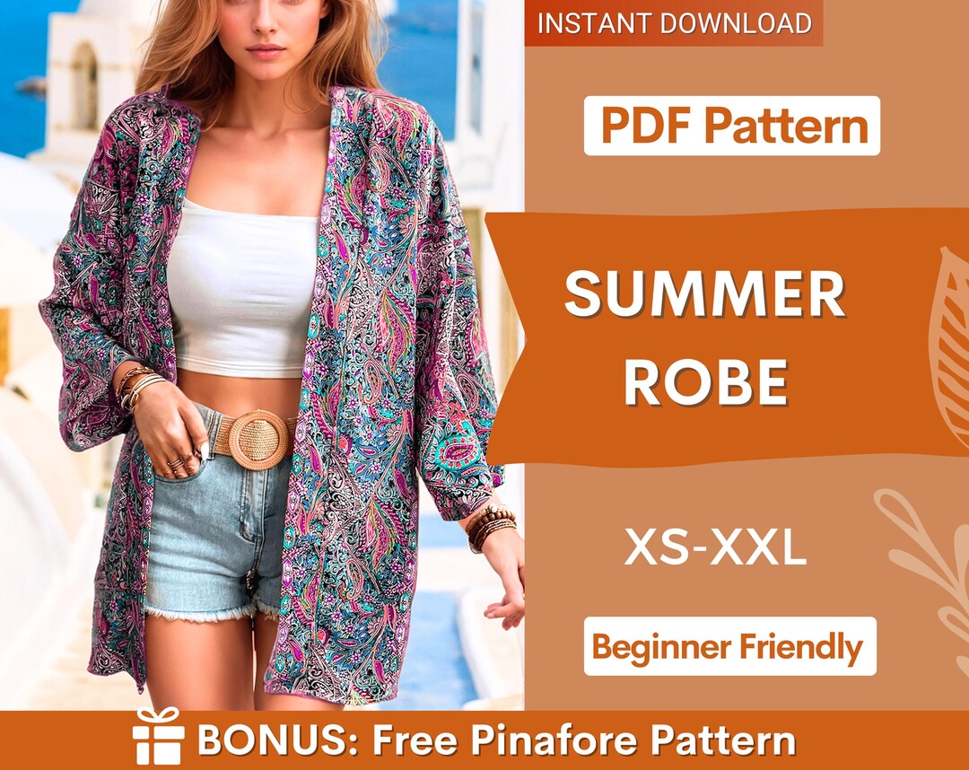 Robe Pattern XS XXL Robe Digital PDF Sewing Pattern Women Pattern ...