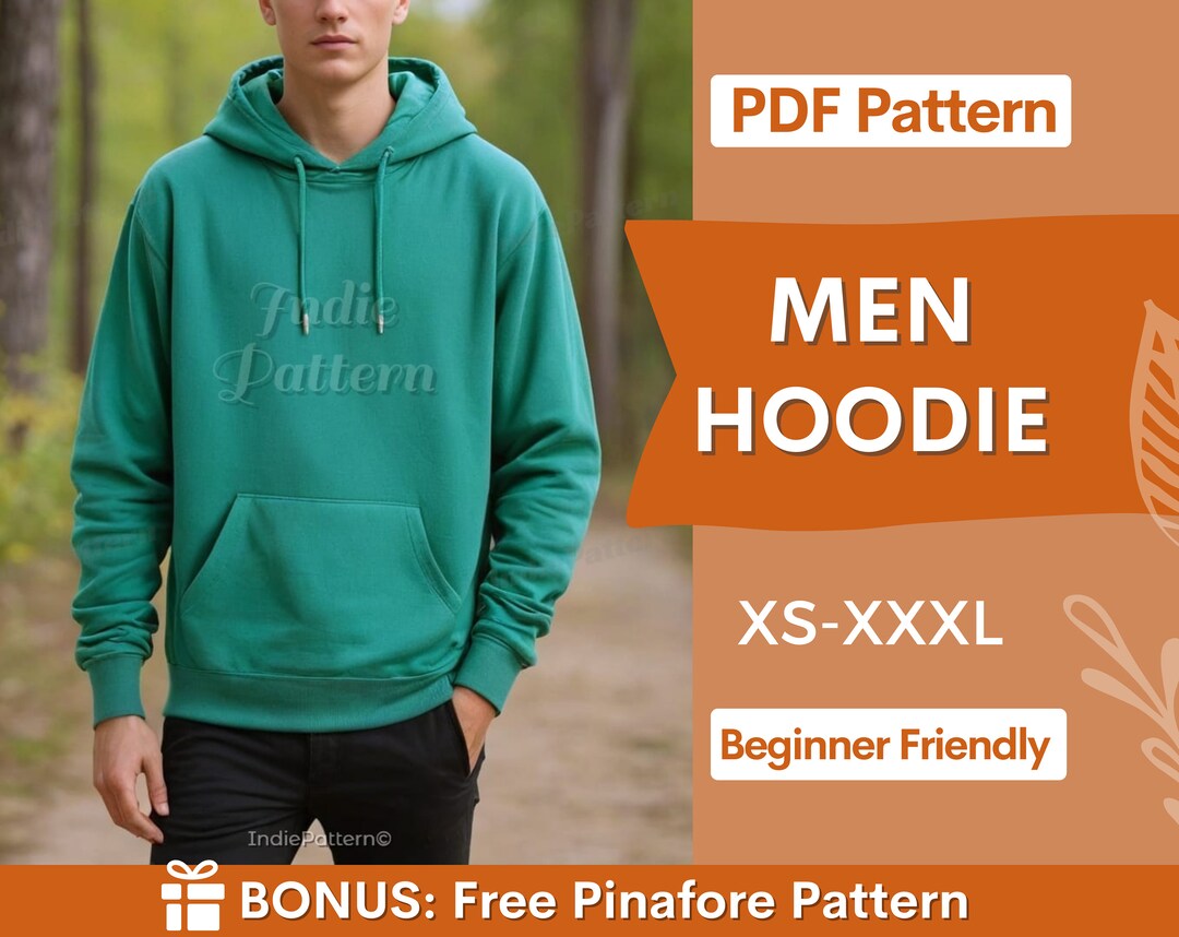 Men Hoodie Pattern, Hoodie Pattern for Men, XS XXXL, Sweatshirt Pattern ...