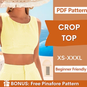 Crop Top Sewing Pattern XS-XXXL Open Back Top Pattern Summer Top ...