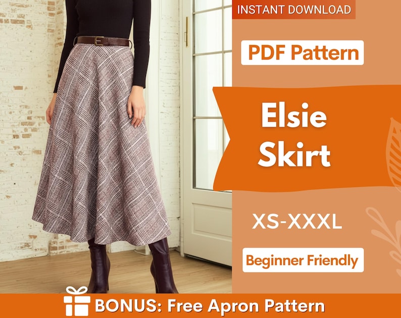 Skirt With Pockets Sewing Pattern, Women Sewing Patterns, Skirt Pattern ...