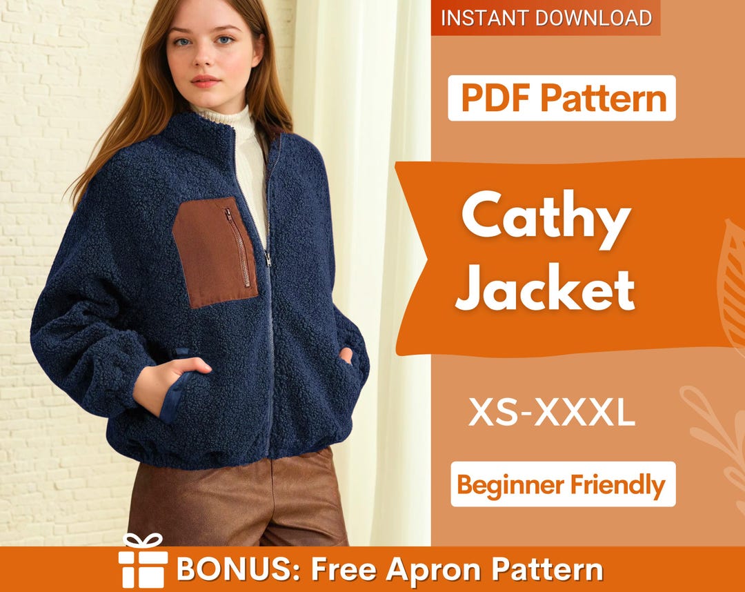Jacket Sewing Pattern for Women, Women Sewing Pattern, Teddy Jacket ...