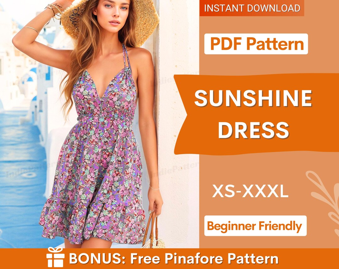 Dress Sewing Pattern XS-XXXL Womens Dress Pattern Summer Dress Pattern Backless Dress Pattern ...