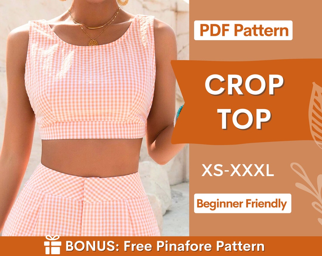 Crop Top Sewing Pattern XS-XXXL Open Back Top Pattern - Etsy