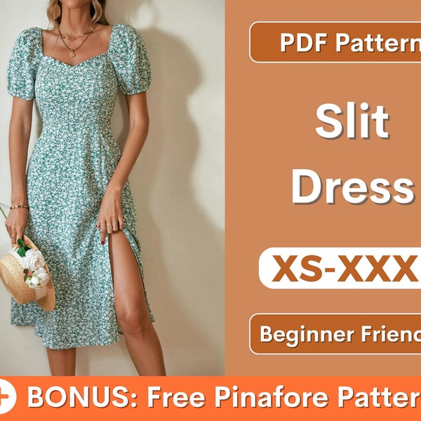 Slit Dress Pattern - Etsy