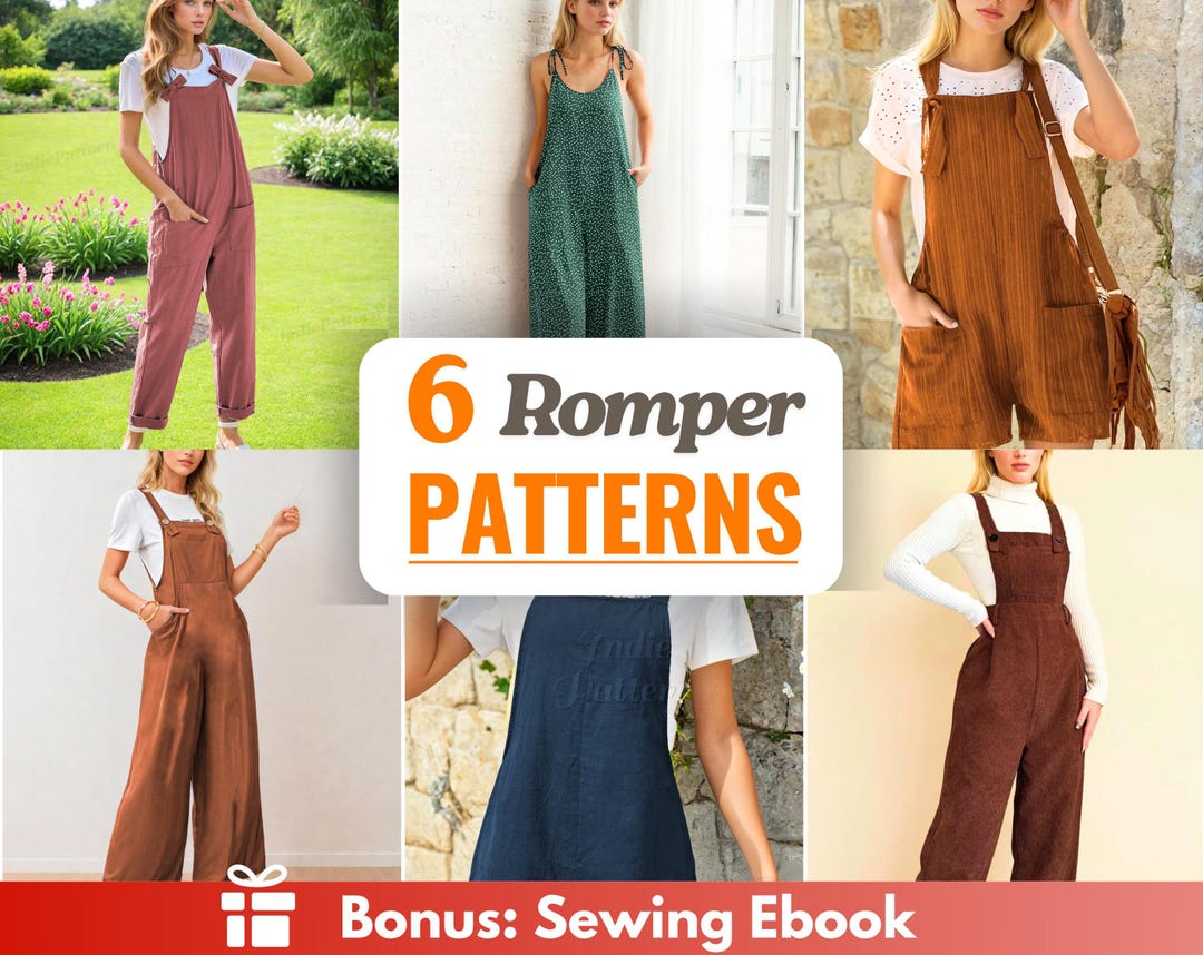 Romper Sewing Patterns Bundle +6 | Women Sewing Pattern | Overalls ...