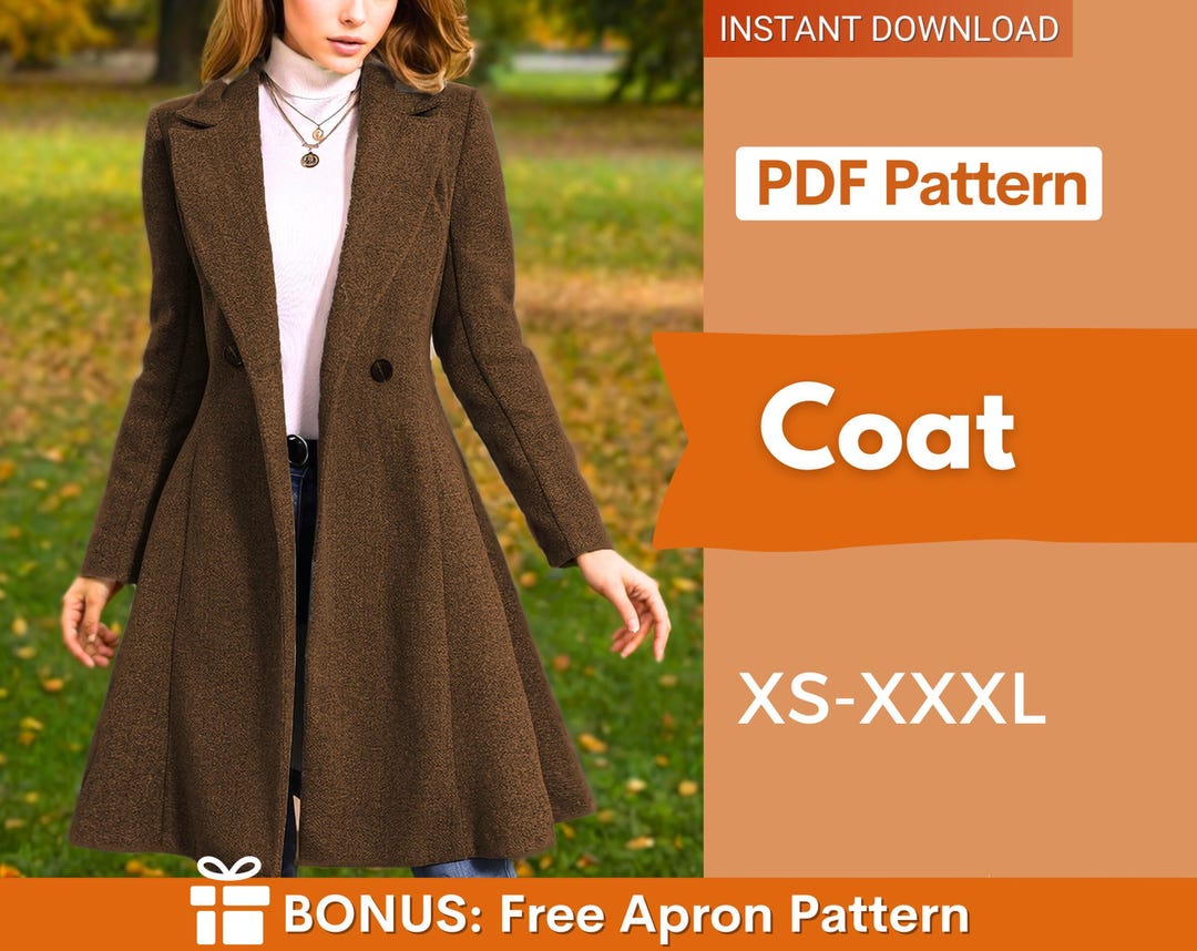 Coat Pattern | Winter Coat Sewing Pattern | Long Coat PDF Pattern ...